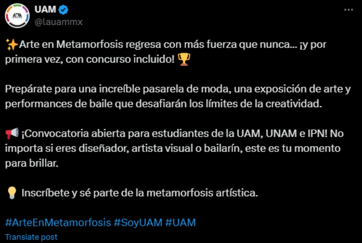 ¡Atención, artistas! Lanzan convocatoria para estudiantes de la UAM ...